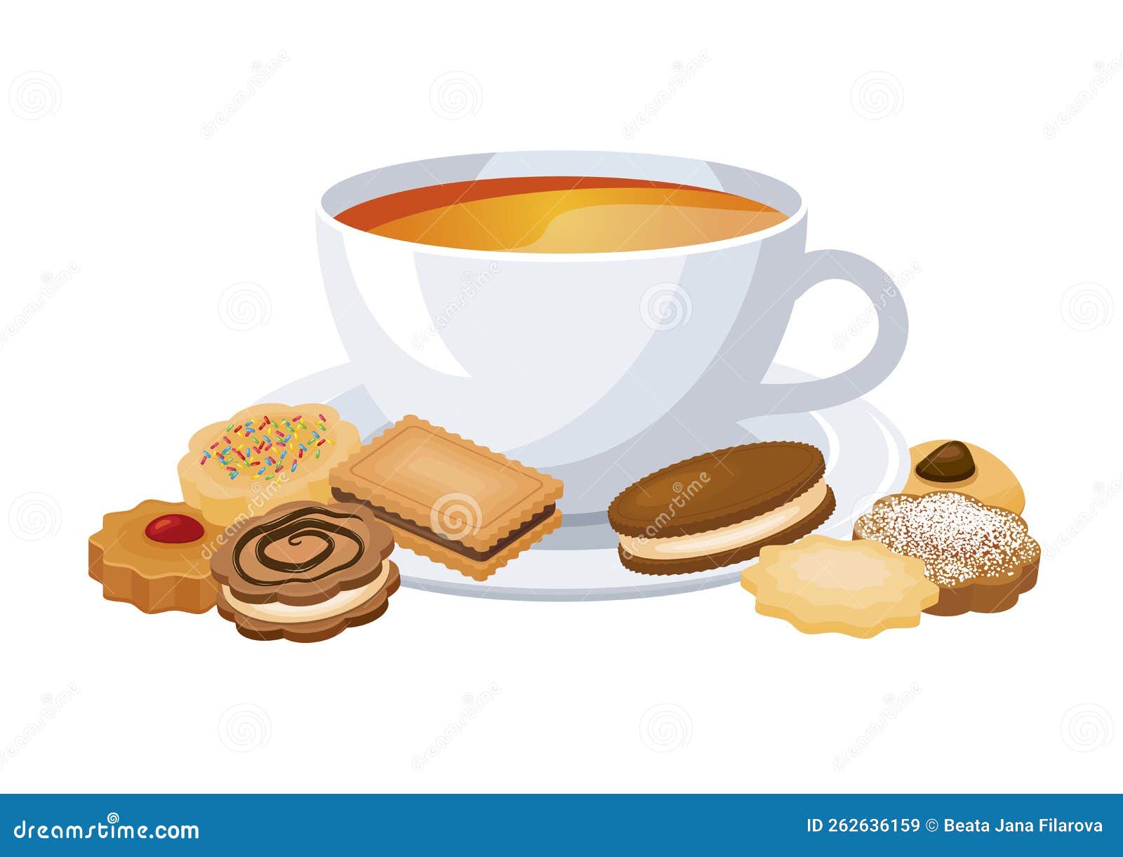 Cup of Tea and Biscuits Still Life Icon Vector Stock Vector ...