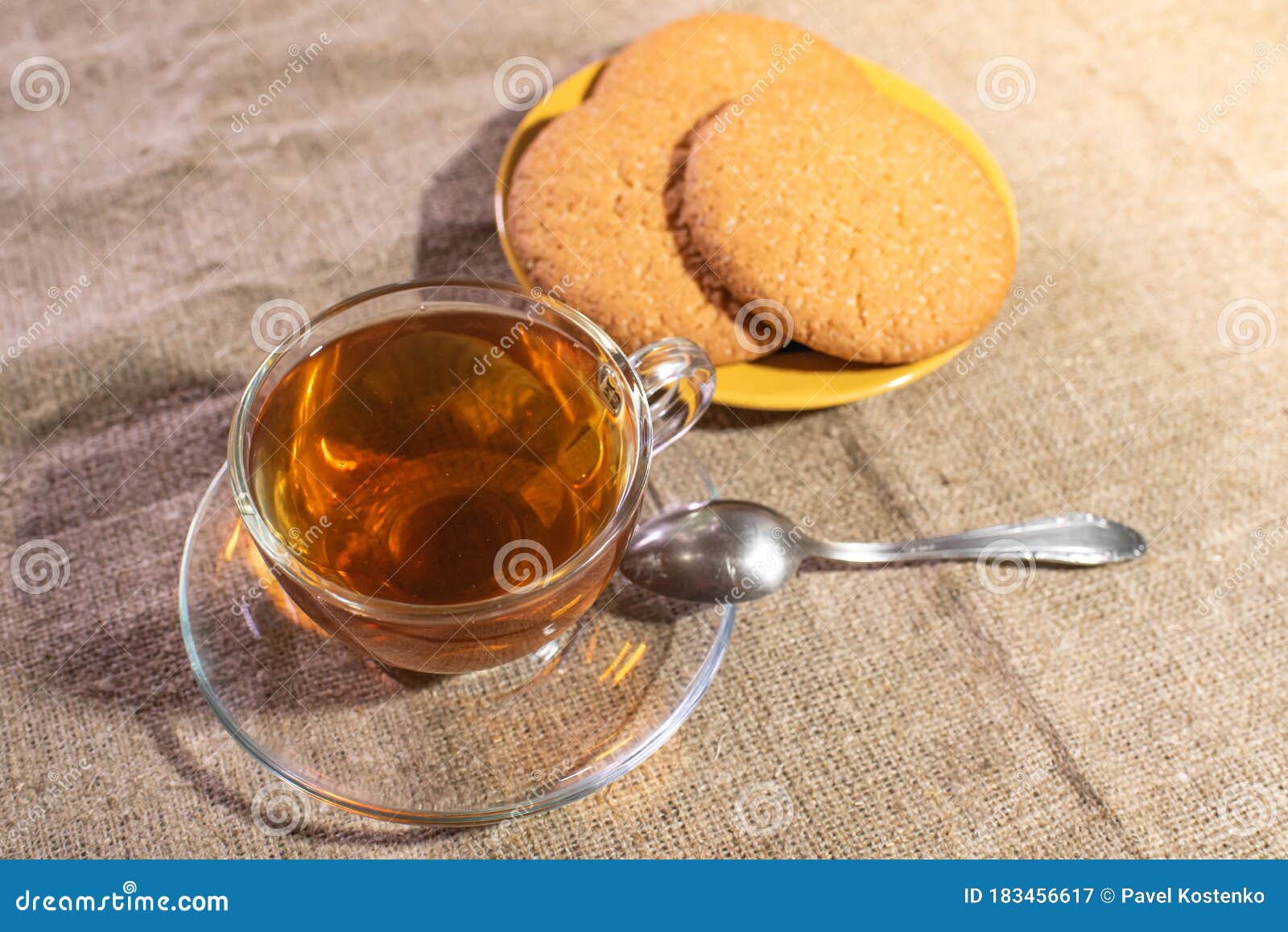 Delicious Tea with Fresh Oatmeal Cookies Stock Image - Image of rustic ...