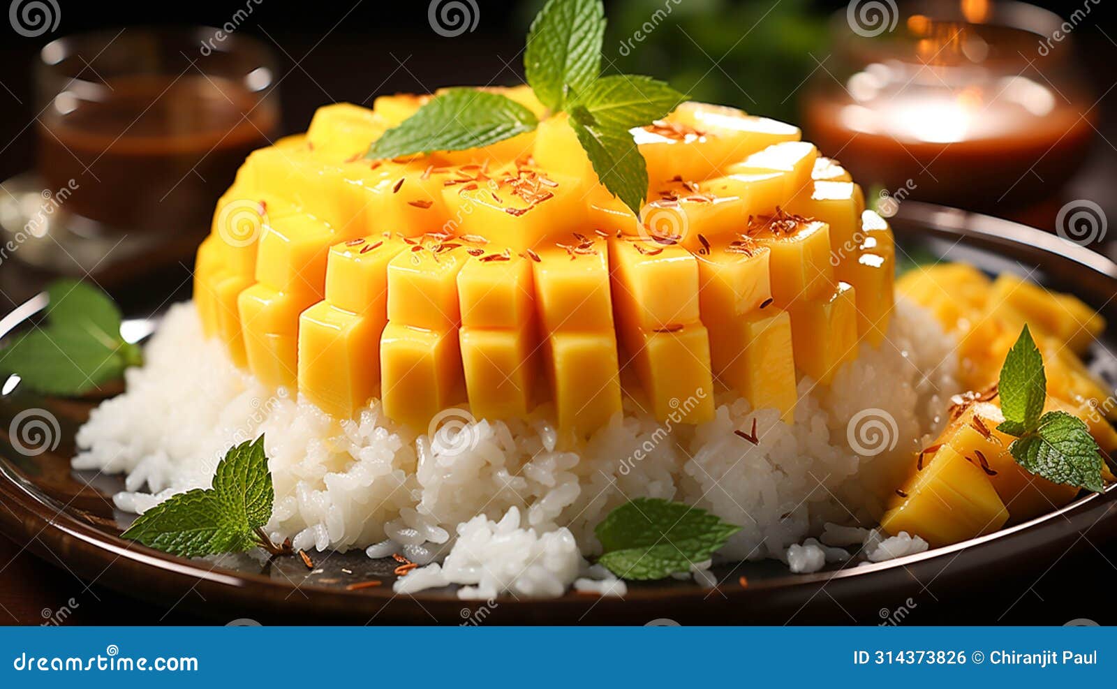 Delicious Thai Mango Sticky Rice with Cut Fresh Mango Fruit Stock Photo ...