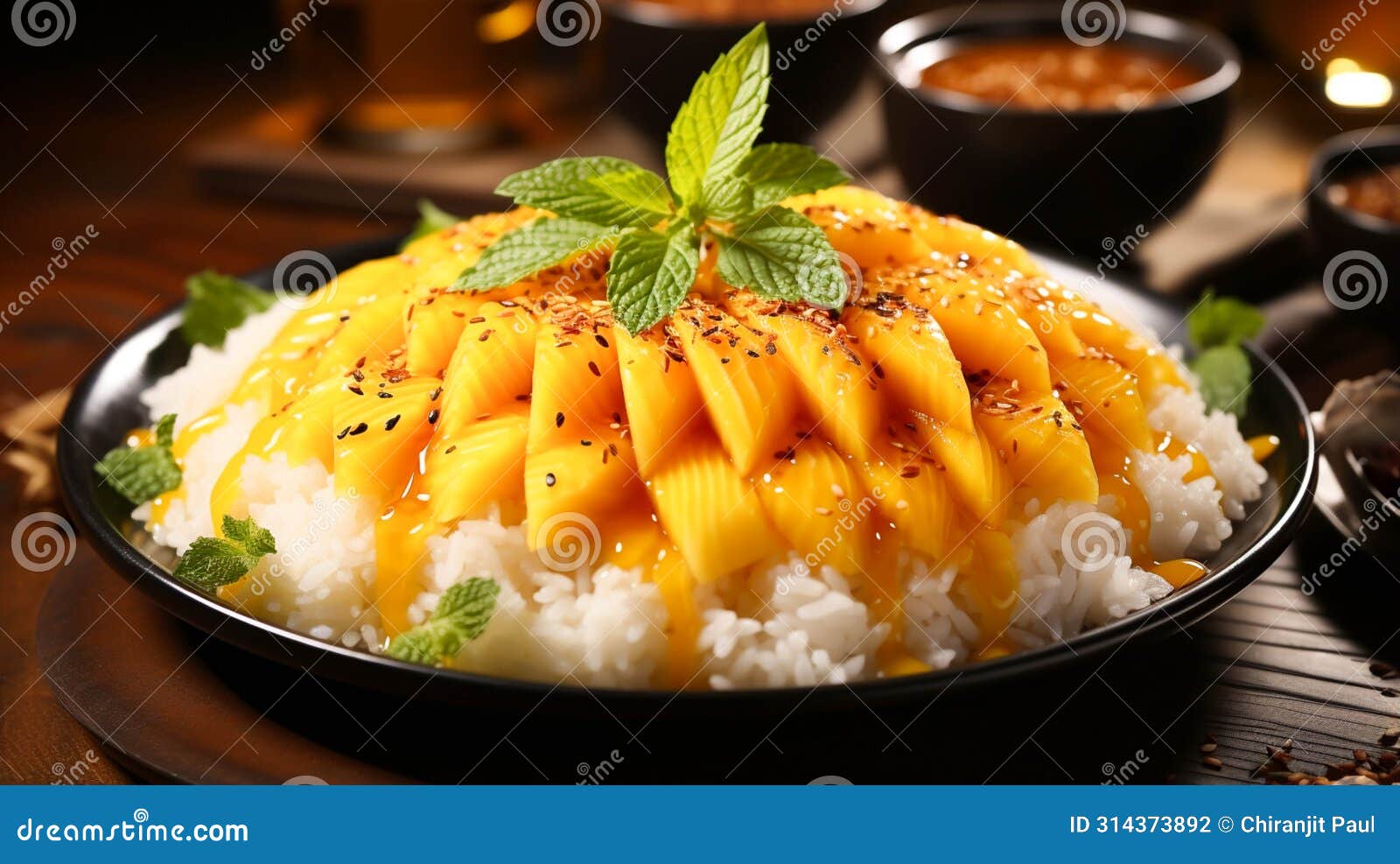 Delicious Thai Mango Sticky Rice with Cut Fresh Mango Fruit Stock Photo ...