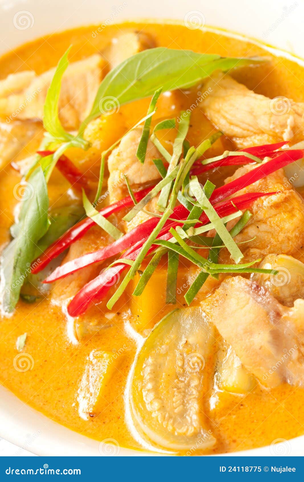 Thai Panang Chicken Curry Isolated On White Background. Phanaeng Curry ...