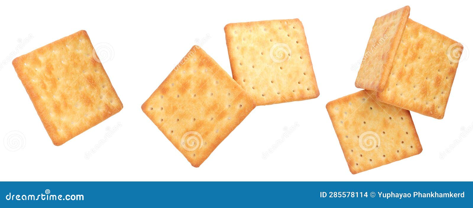 Delicious Thin Crispy Crackers Isolated on White Background with ...
