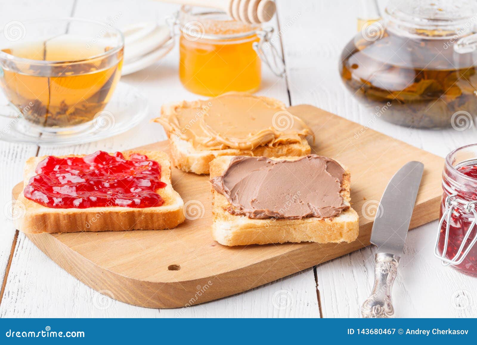 Delicious Toast with Sweet Jam Served for Breakfast on Table Stock ...