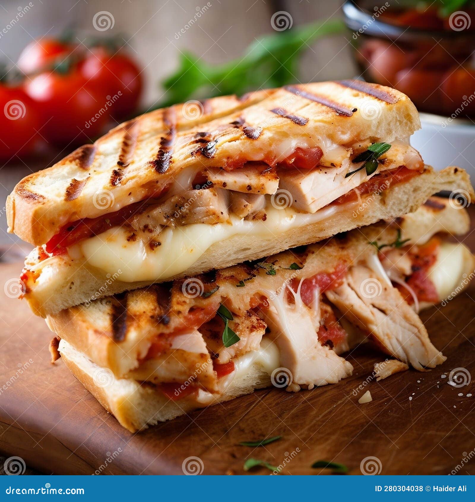 Delicious Toasted Chicken Panini. Generative AI Stock Illustration ...
