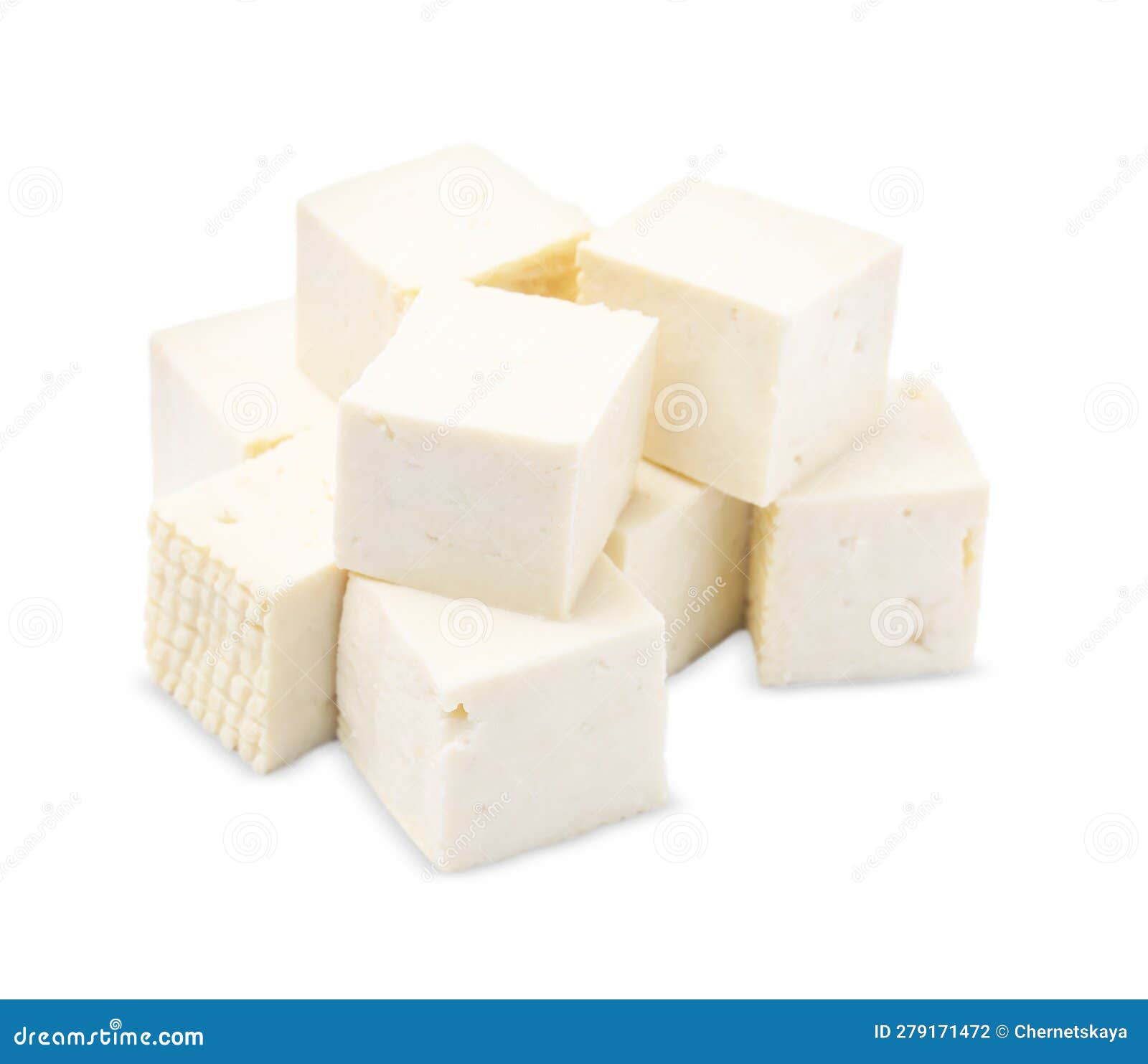 Delicious Tofu Cheese Cubes Isolated on White Stock Photo - Image of ...