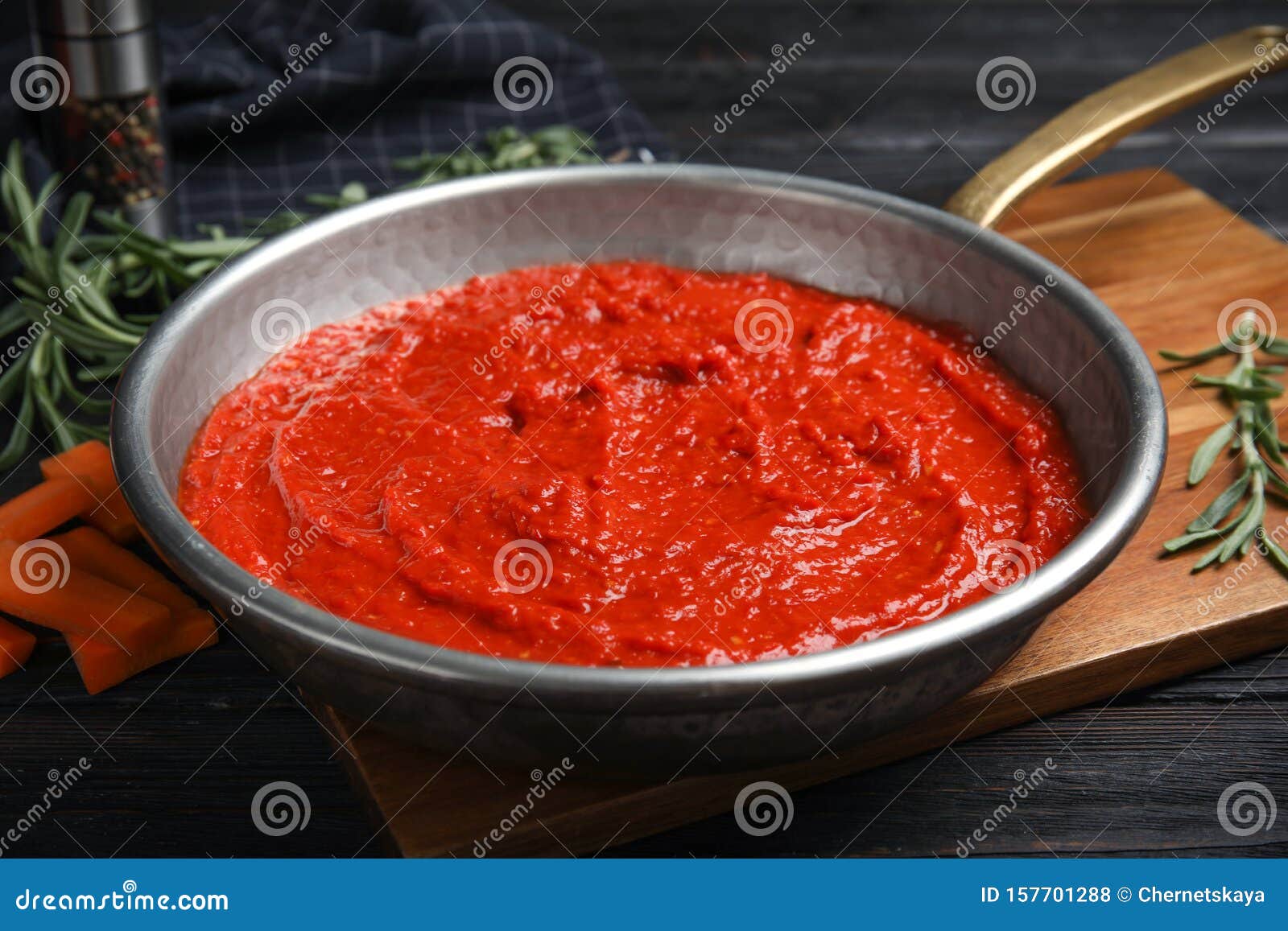 Delicious Tomato Sauce in Pan Stock Photo - Image of fresh, classic ...