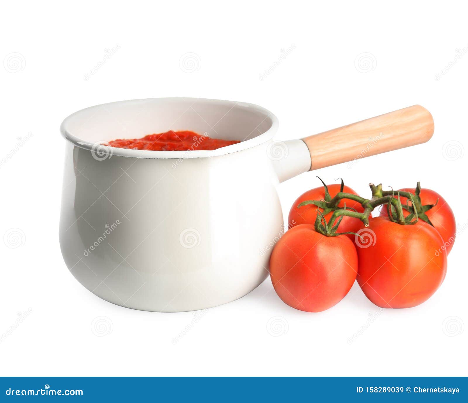 Delicious Tomato Sauce in Pan on White Stock Image - Image of cooking ...