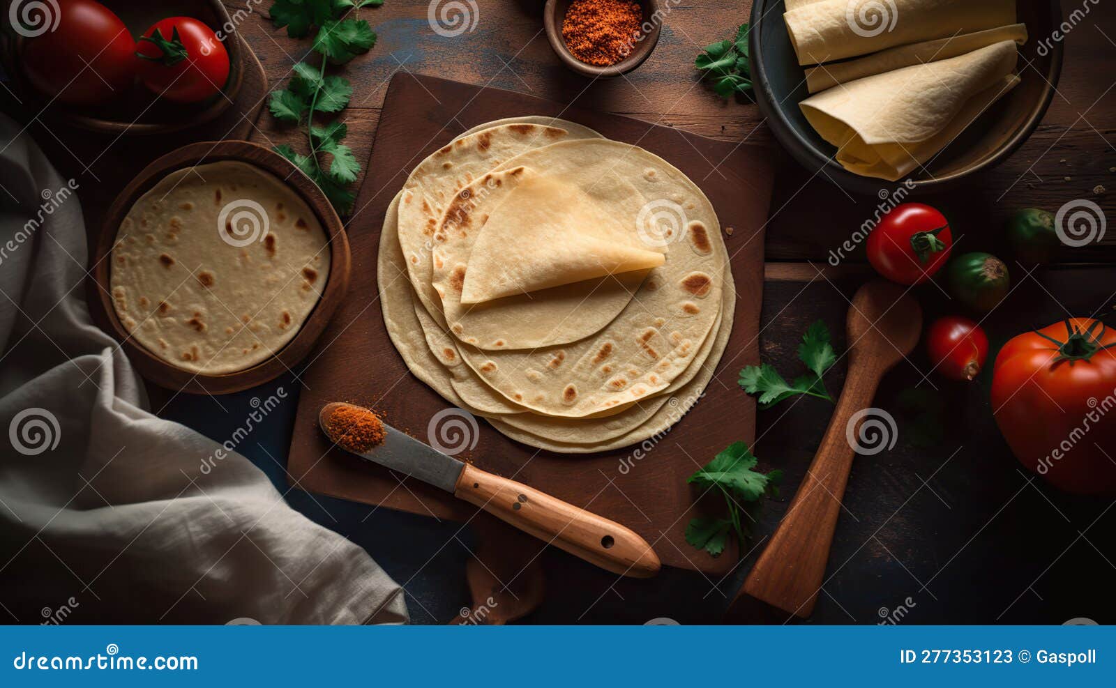 Delicious Tortillas on Kitchen Table, AI Generative Stock Illustration ...