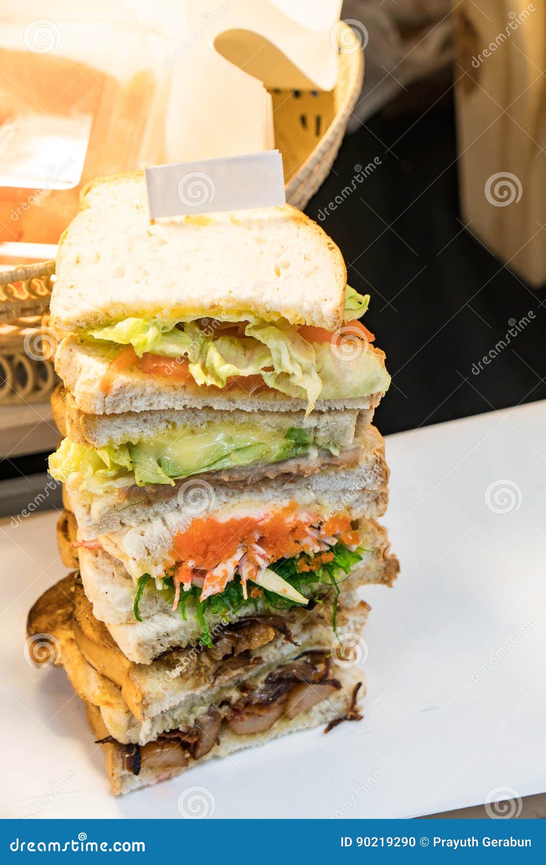 Delicious tower sandwich stock photo. Image of tasty - 90219290