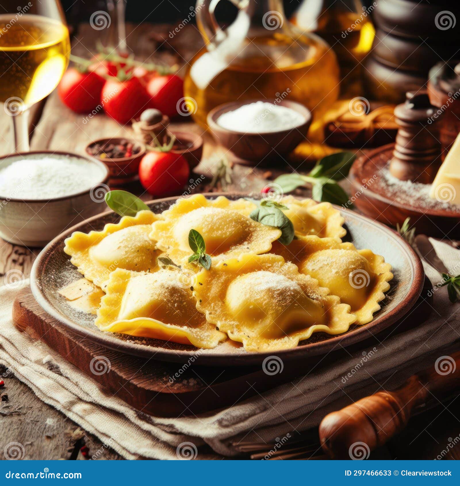 Delicious Traditional Italian Ravioli Stock Illustration - Illustration ...