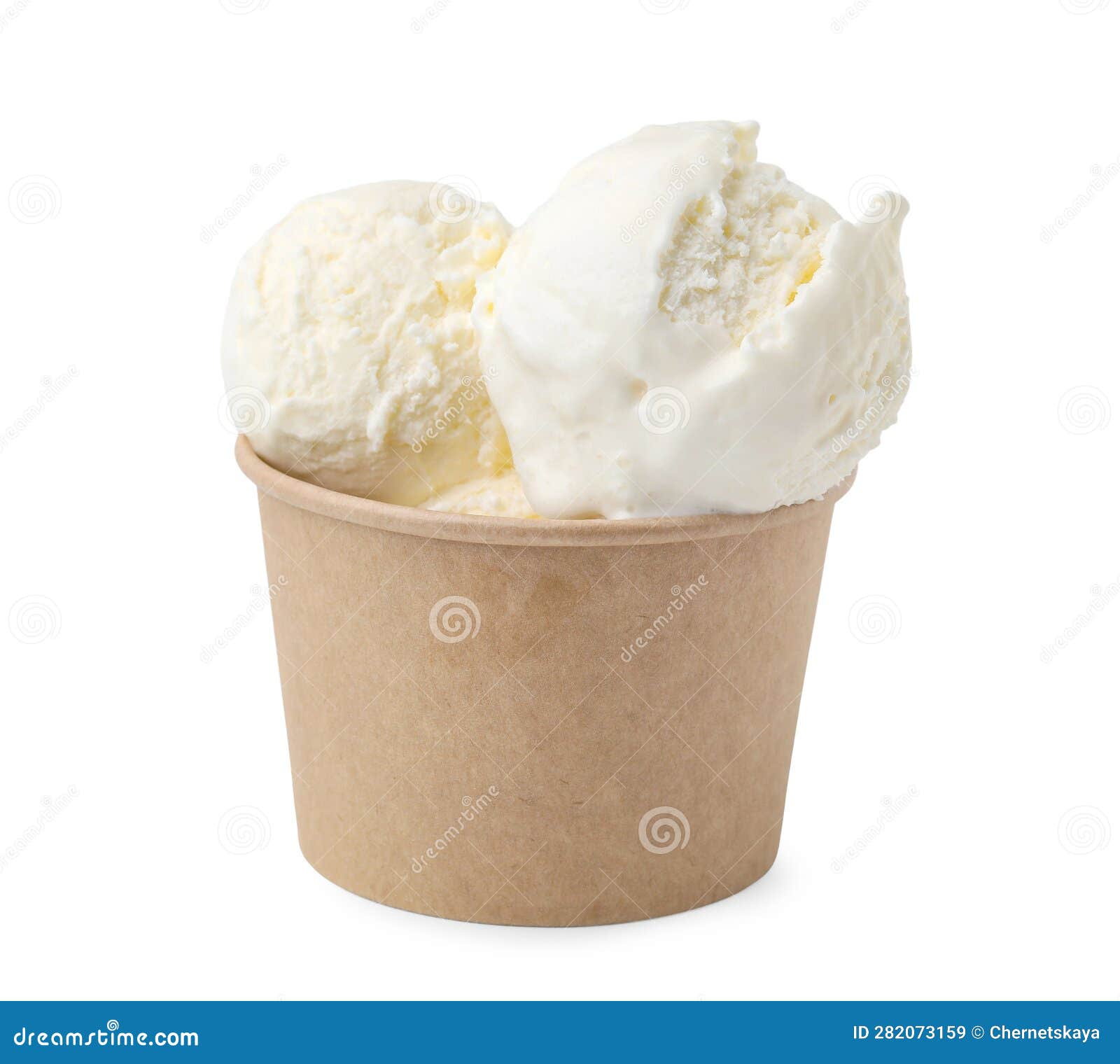Delicious Vanilla Ice Cream in Paper Cup Isolated on White Stock Image ...