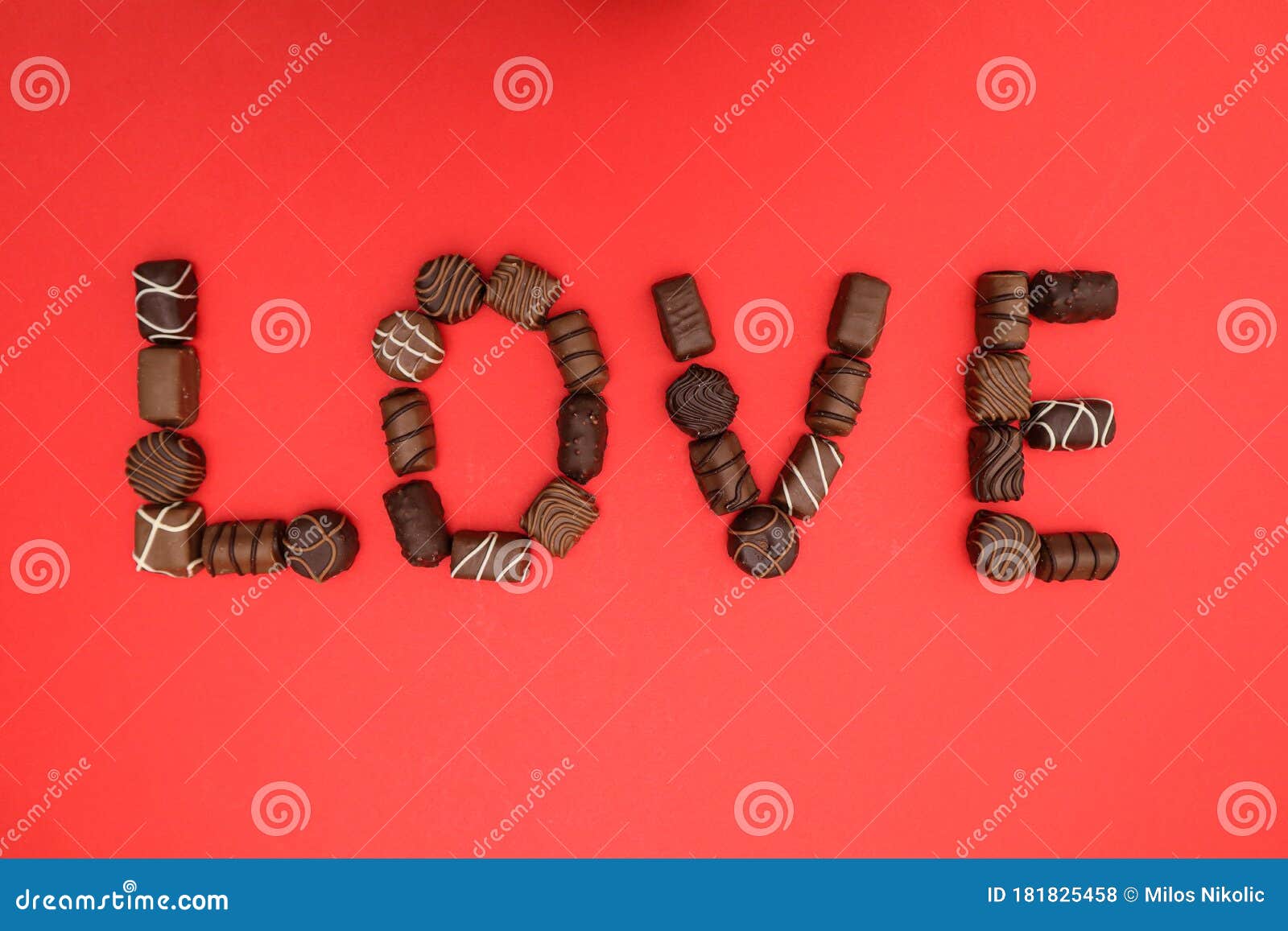 Delicious Various Shapes Chocolates Make Love on the Table Stock Photo ...