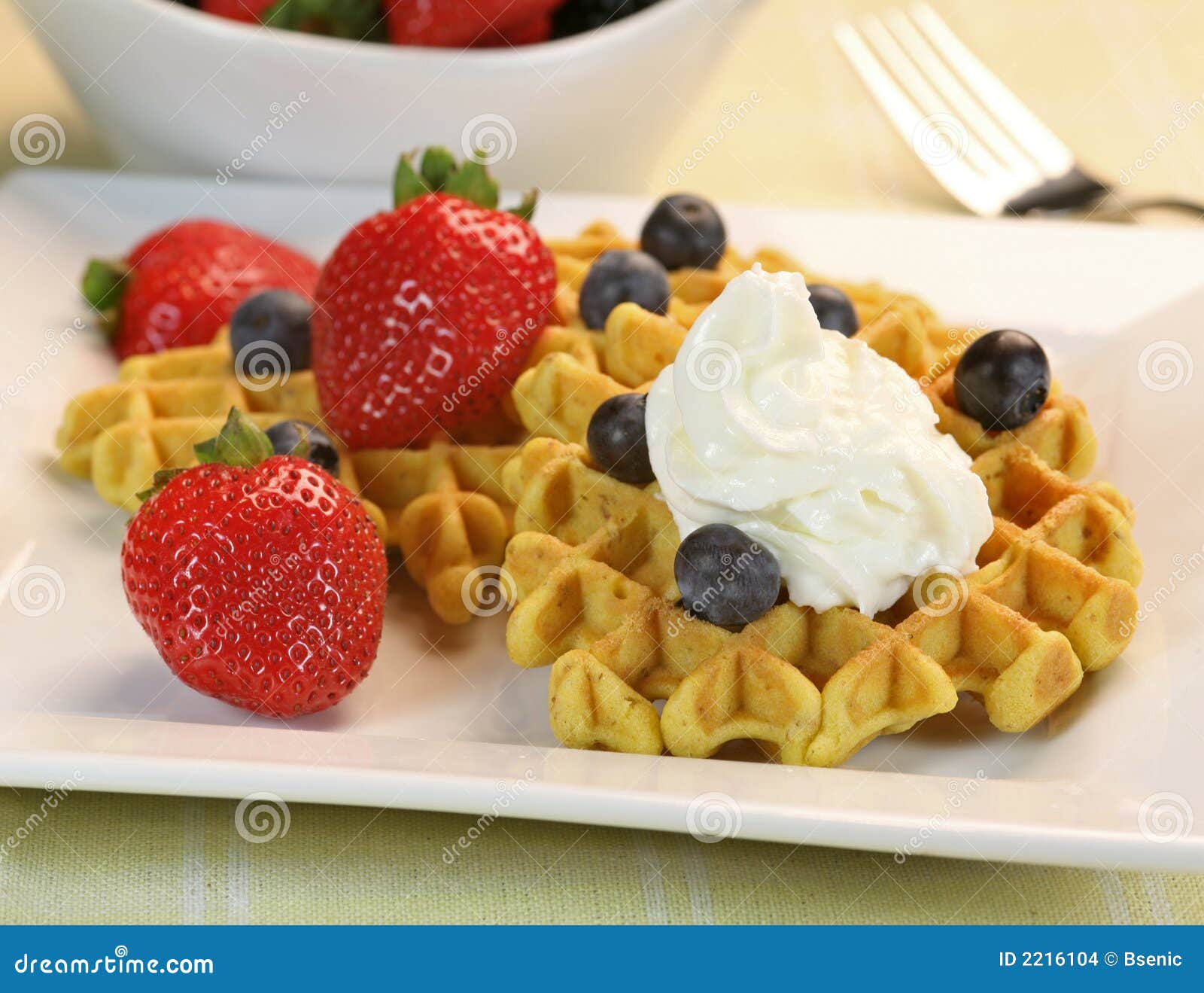 Delicious waffles stock photo. Image of fruit, cream, nutrition - 2216104