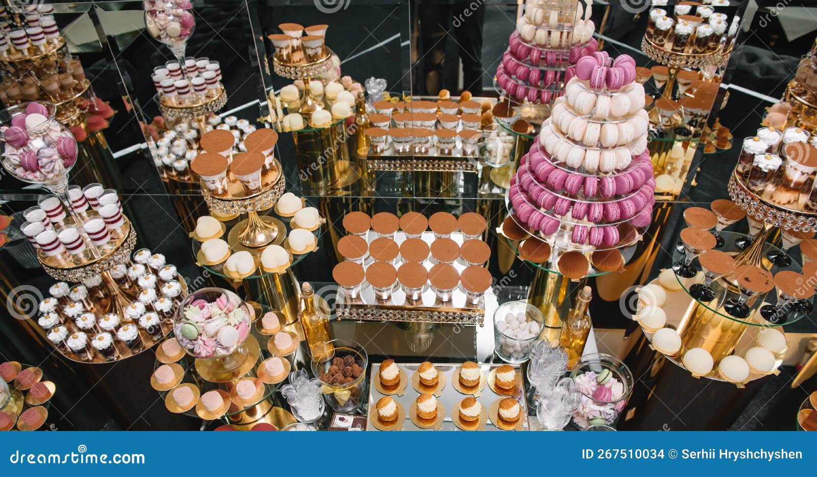Delicious Wedding Reception Candy Bar Dessert Table. Macaroon on Candy ...
