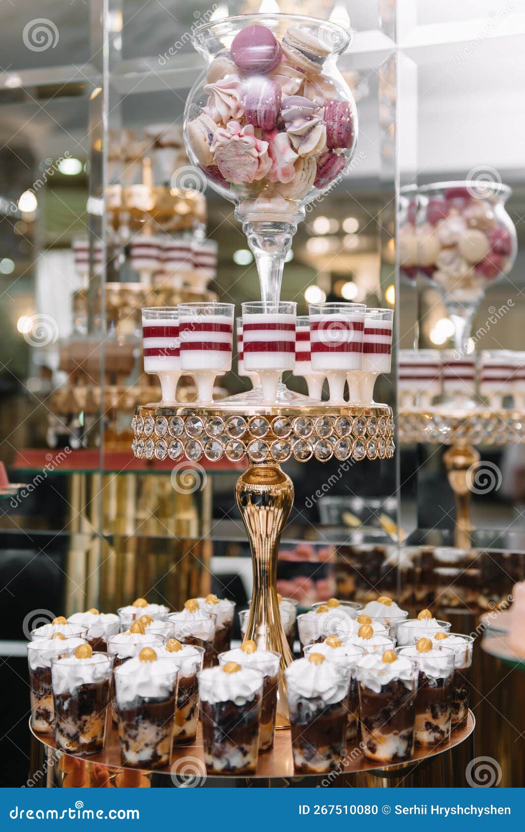 Delicious Wedding Reception Candy Bar Dessert Table. Macaroon on Candy ...