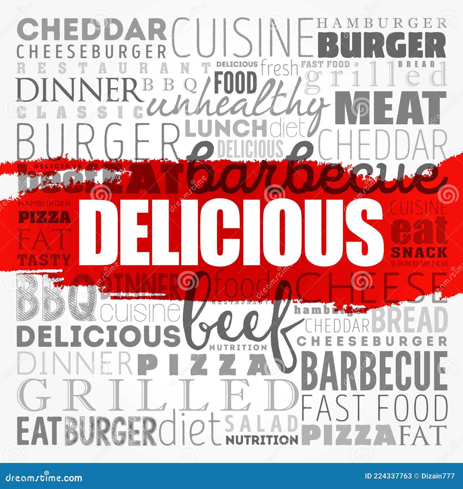 DELICIOUS Word Cloud Collage, Fast Food Concept Background Stock ...