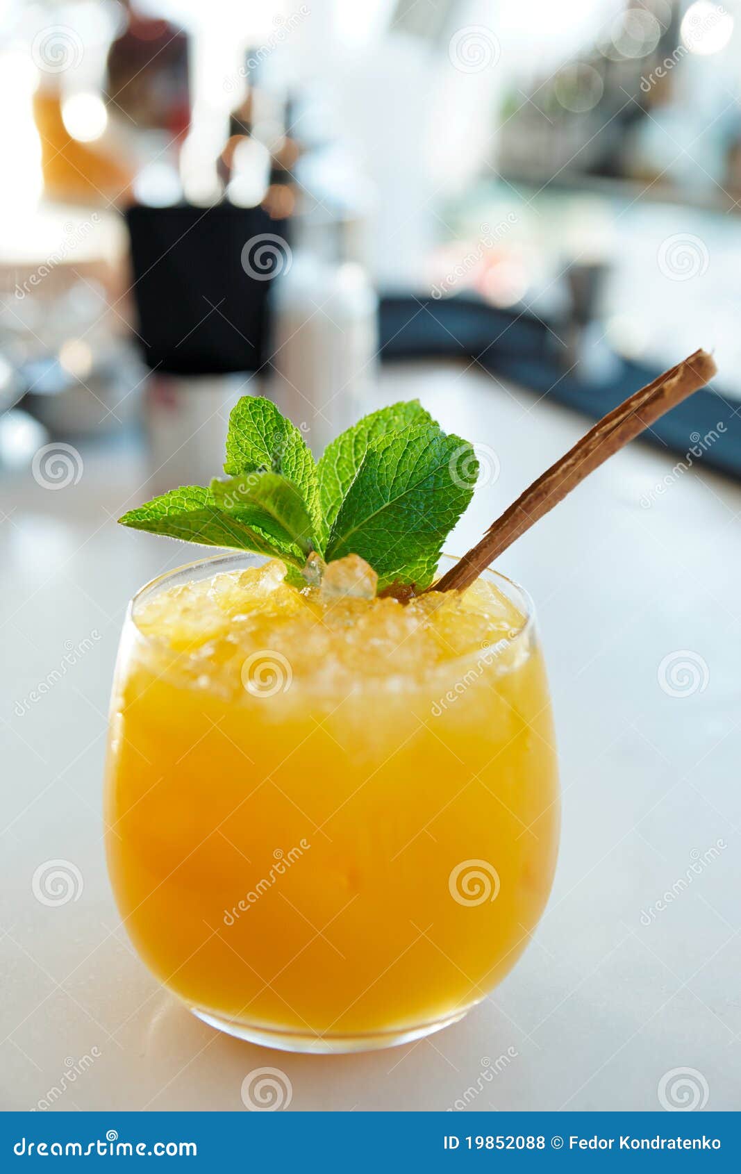 Delicious Yellow Cocktail on the Rocks Stock Photo - Image of dark ...
