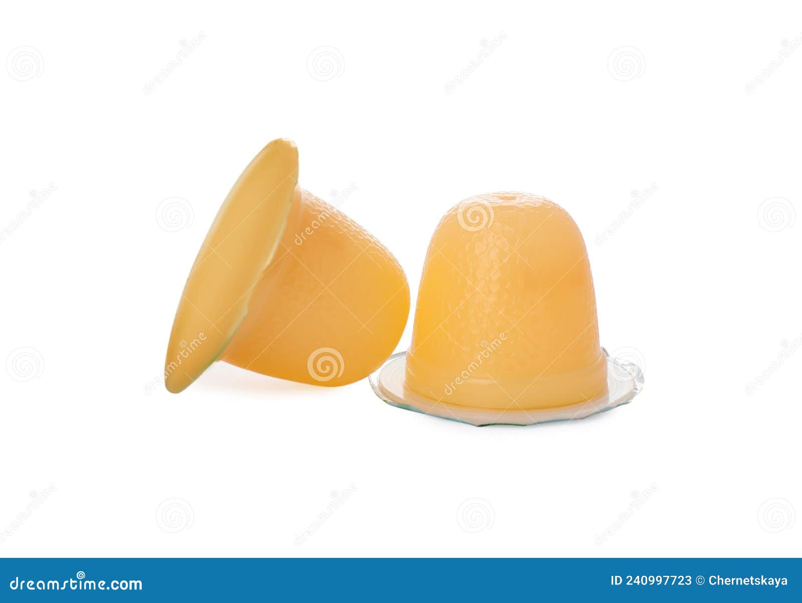 Delicious Yellow Jelly Cups on White Background Stock Image - Image of ...