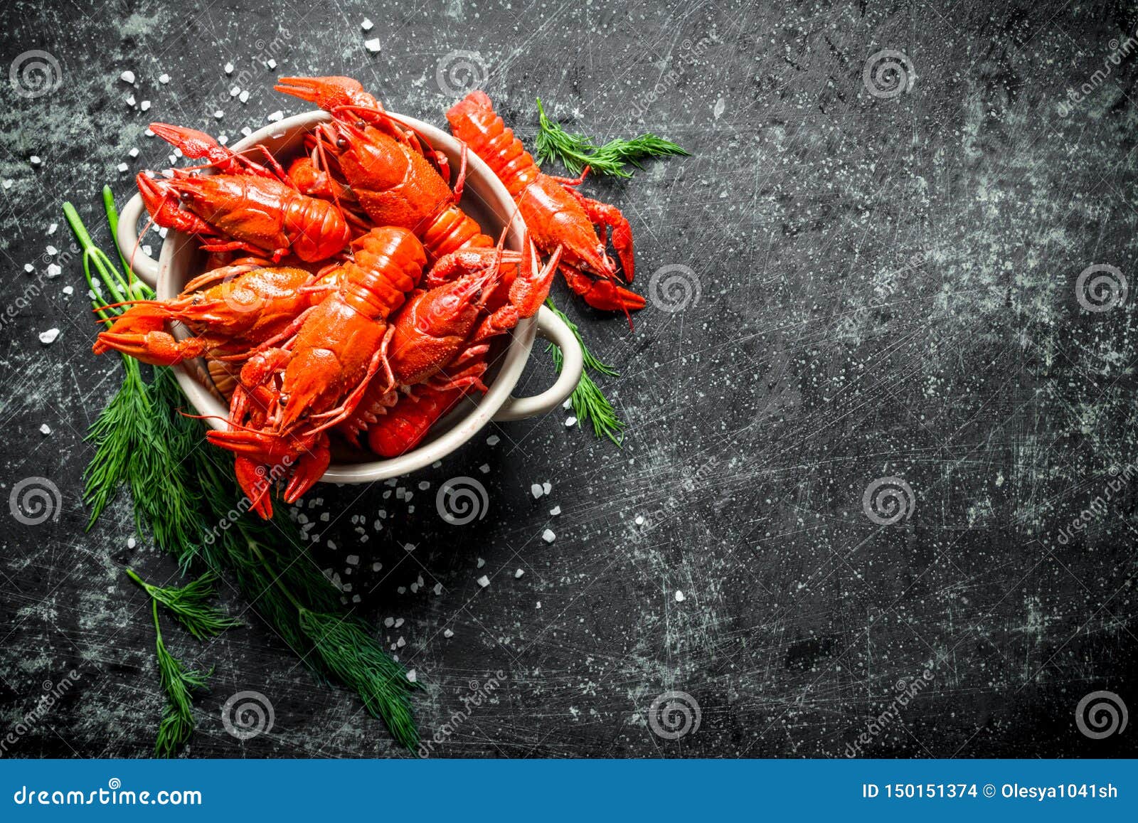 Deliciously Cooked Red Crayfish in a Bowl with Dill Stock Photo - Image ...