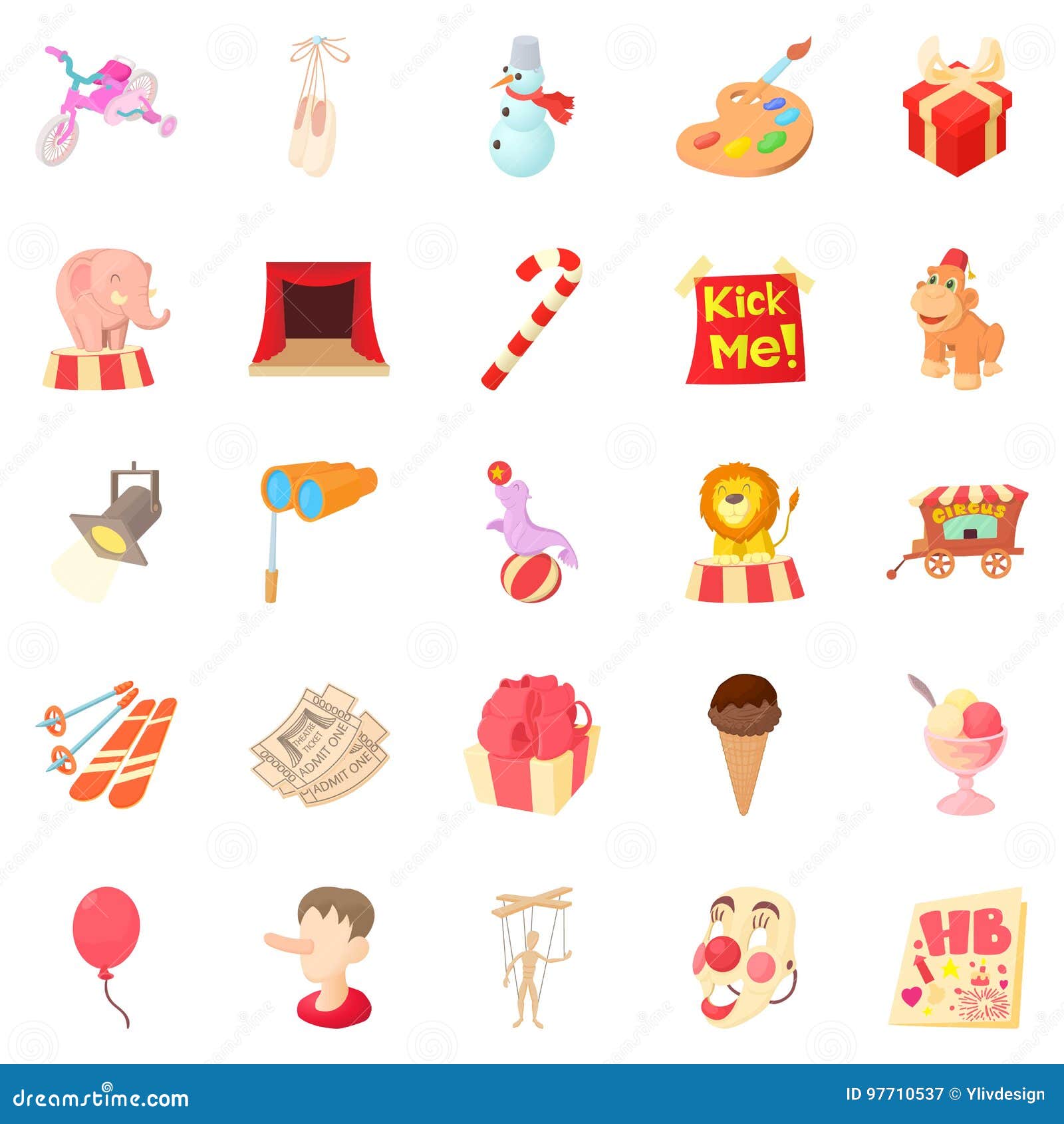 Delight Icons Set, Cartoon Style Stock Vector - Illustration of ...