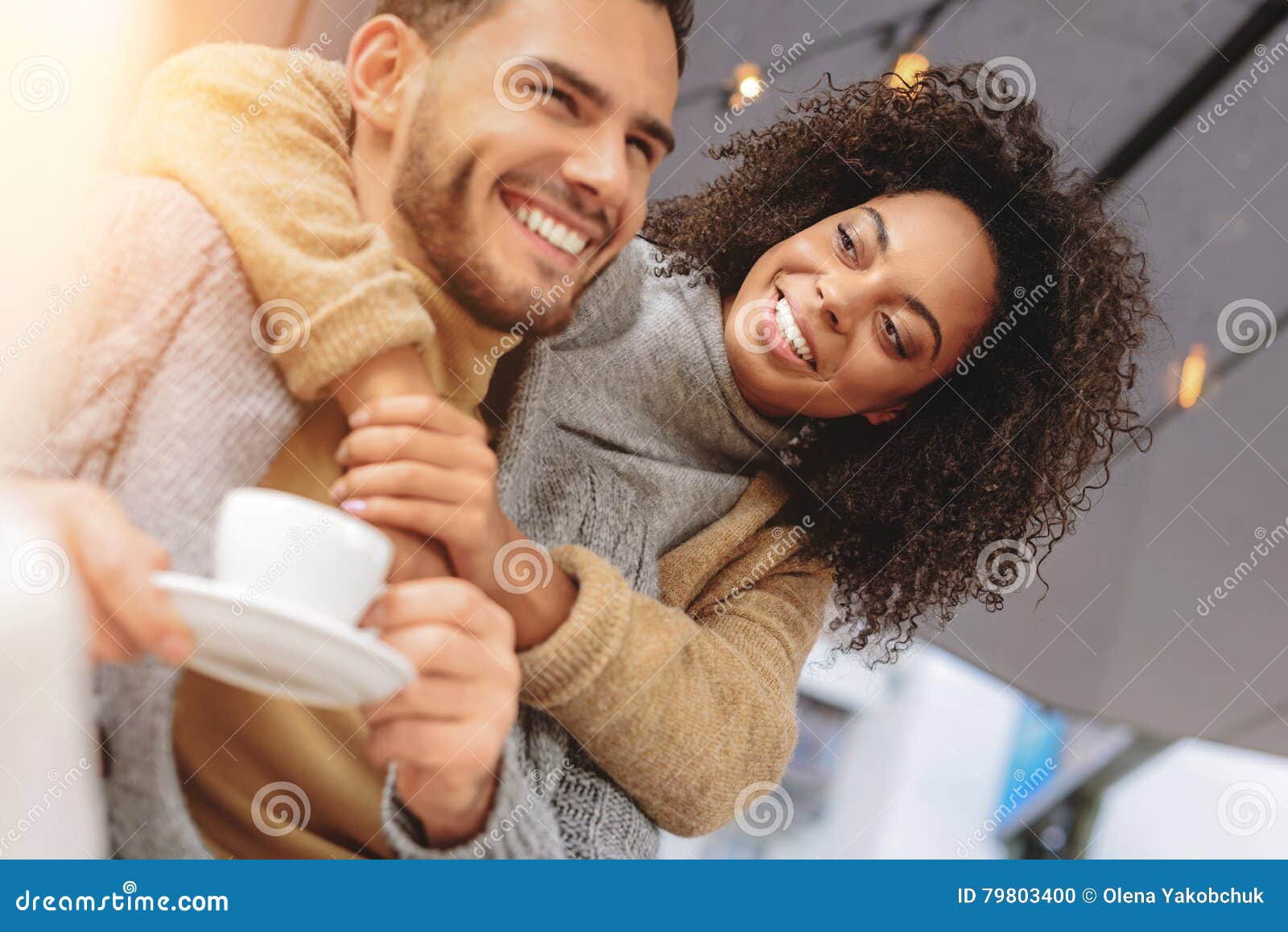 Delight Pair Having a Tea Time Stock Photo - Image of brunette, cafe ...
