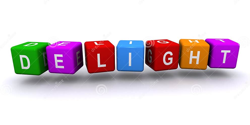 Delight Word Block on White Stock Illustration - Illustration of ...