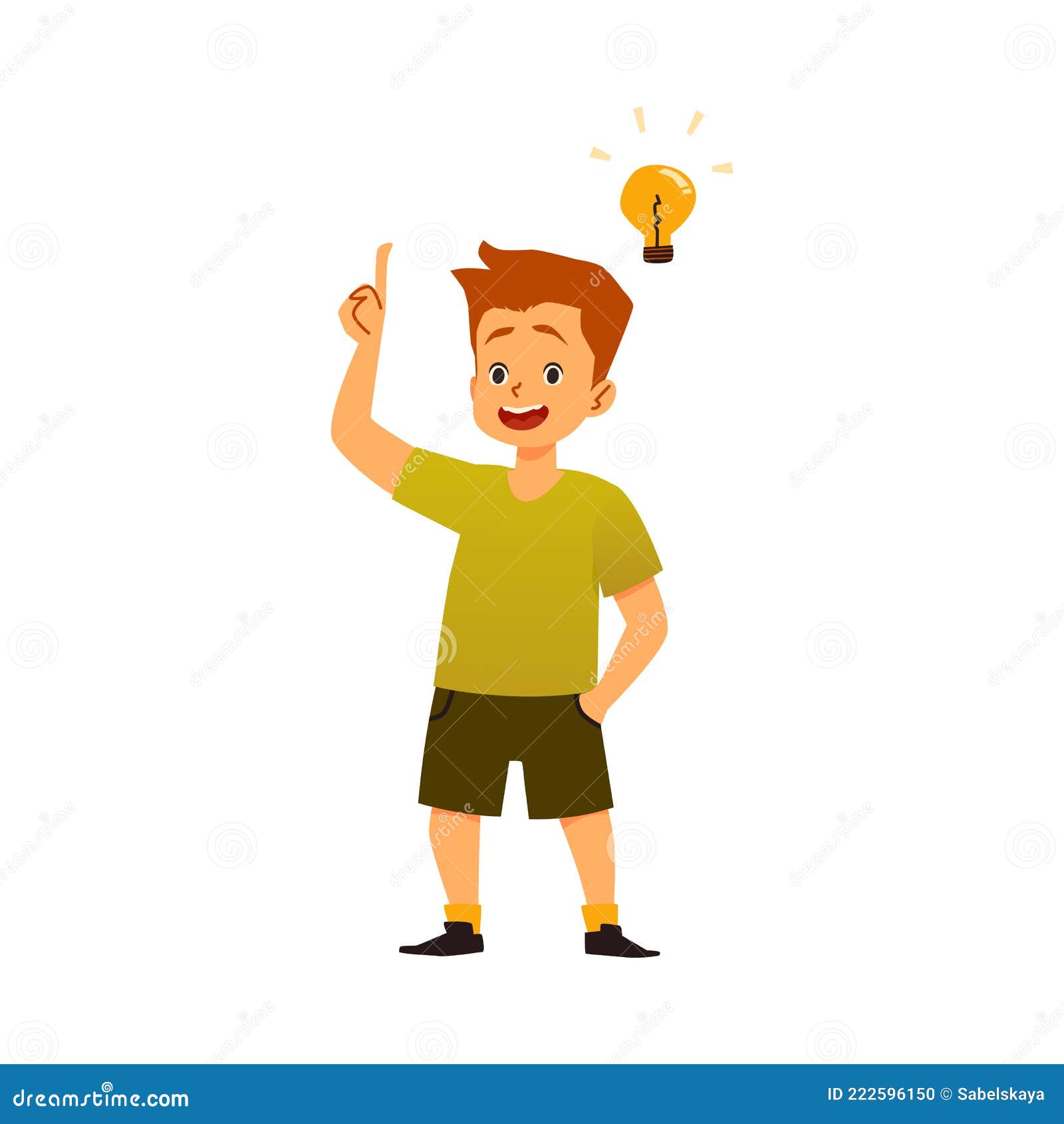 Delighted Cheerful Boy Having Solution, Flat Vector Illustration ...