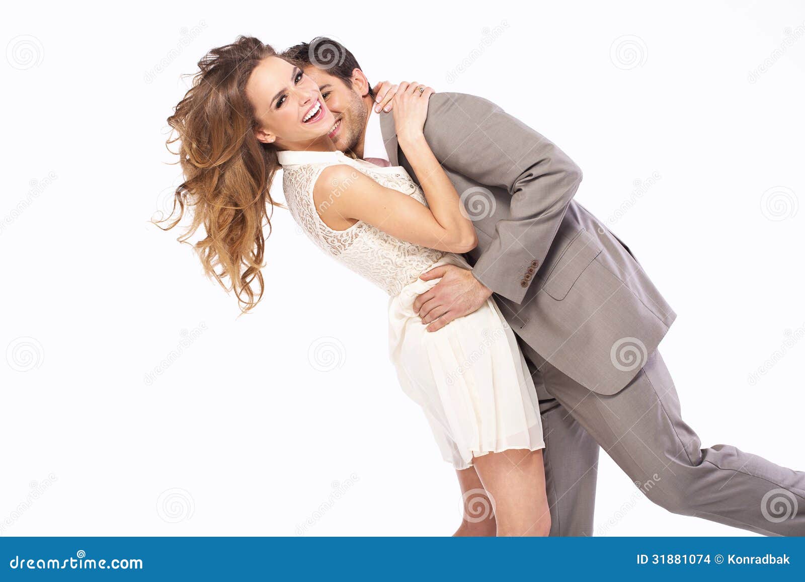 Delighted Couple Hugging Each Other Stock Photo - Image of female ...
