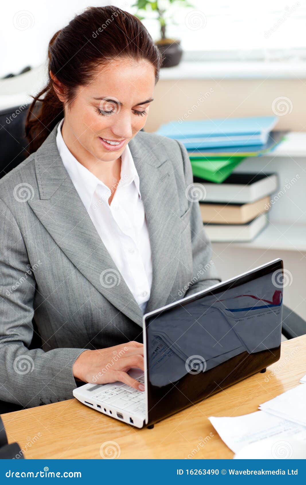 Delighted Hispanic Businesswoman Working Stock Photo - Image of ...
