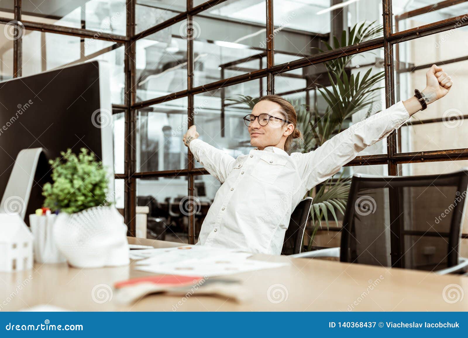 Delighted Nice Man Being in a Good Mood Stock Image - Image of alone ...