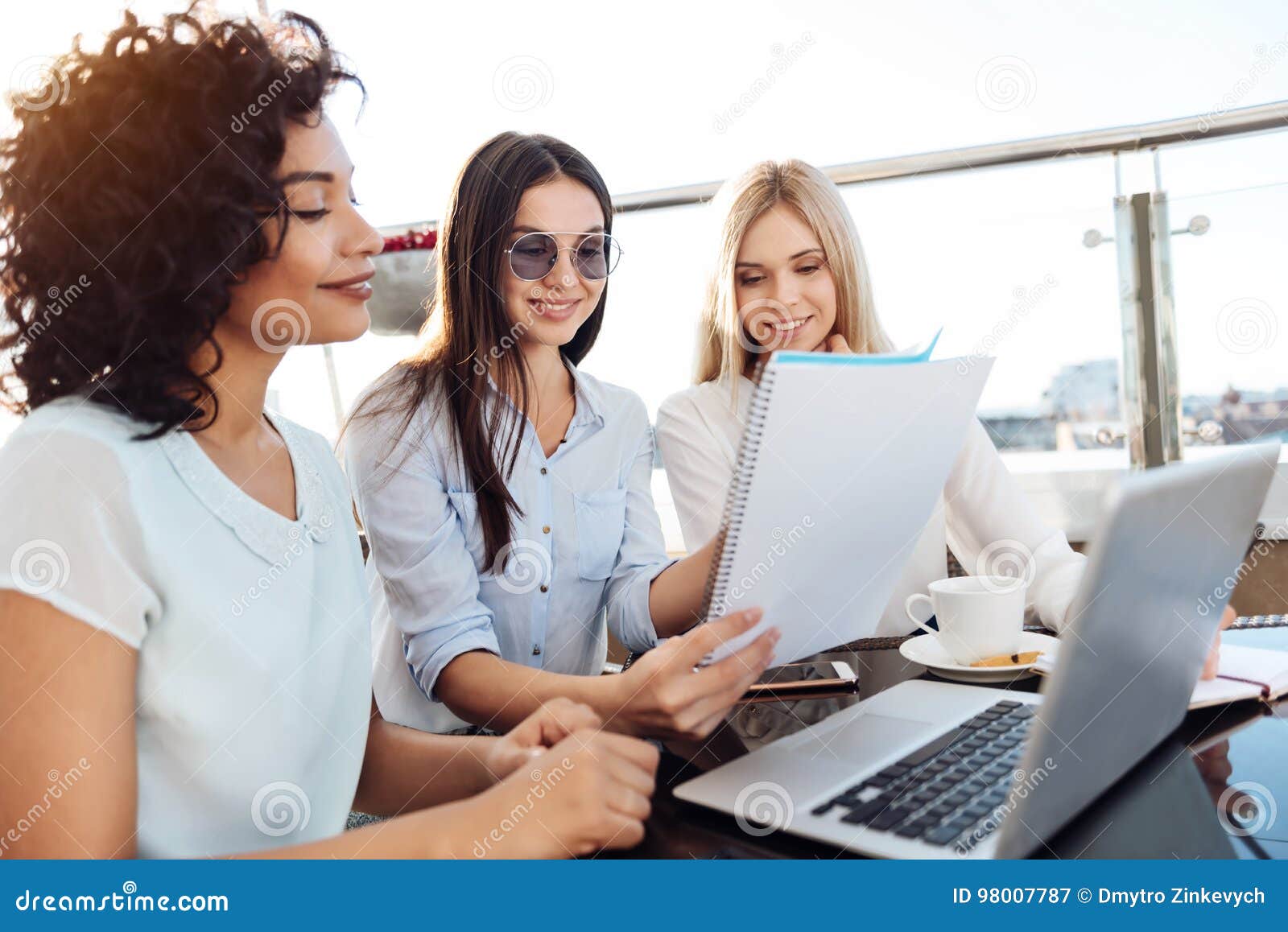 Delighted Smart Women Working in Team Stock Image - Image of colleagues ...