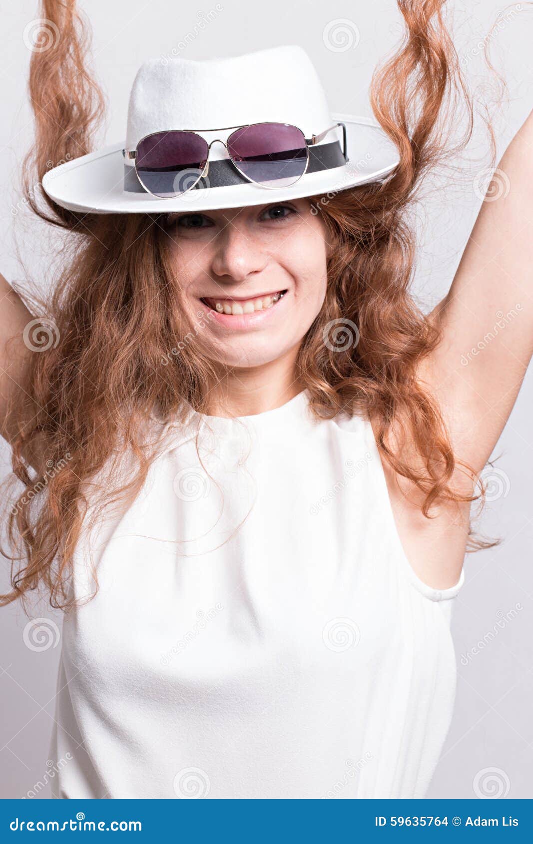Delighted stock photo. Image of portrait, redhead, happiness - 59635764