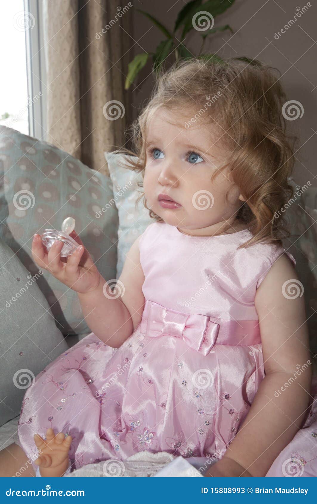 Delightful Baby Girl with Dummy. Stock Image - Image of clear, baby ...