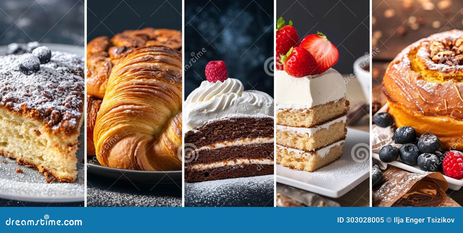 Delightful Bakery Collage with Elegant White Lines, Featuring ...