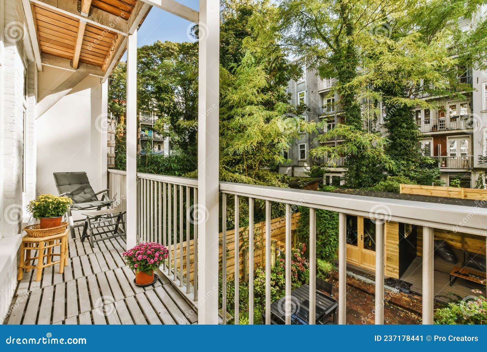 Delightful Balcony Overlooking the Courtyard Stock Image - Image of ...
