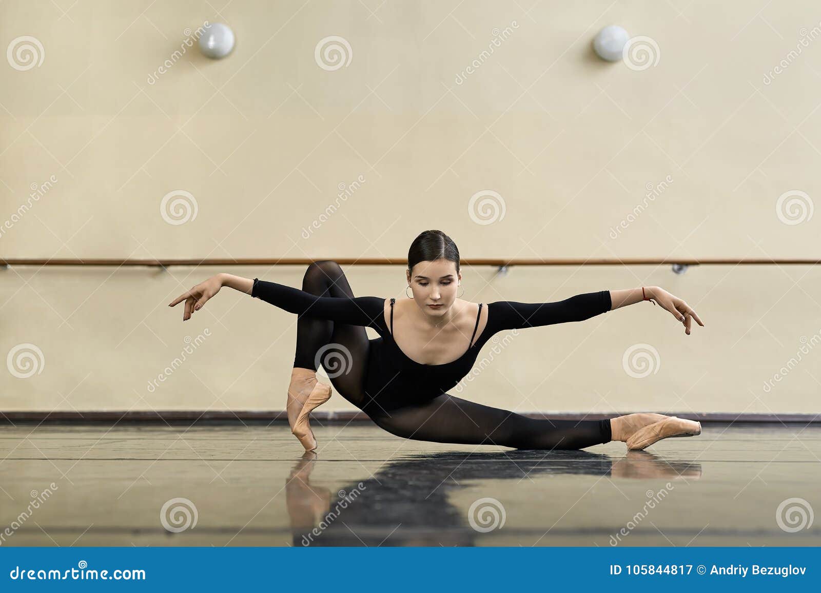 Ballerina Posing in Dance Hall Stock Image - Image of professional ...