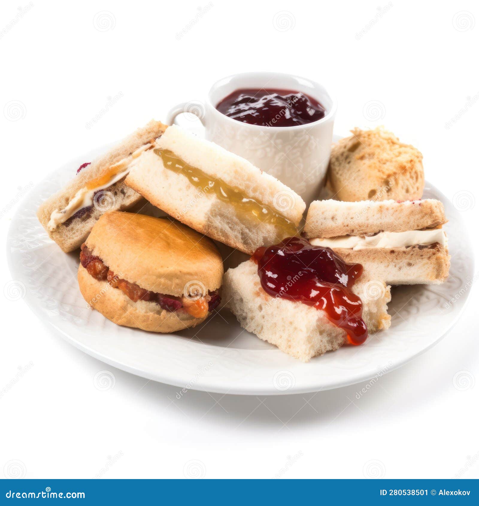 Delightful British Afternoon Tea with Scones and Sandwiches on a Plate ...