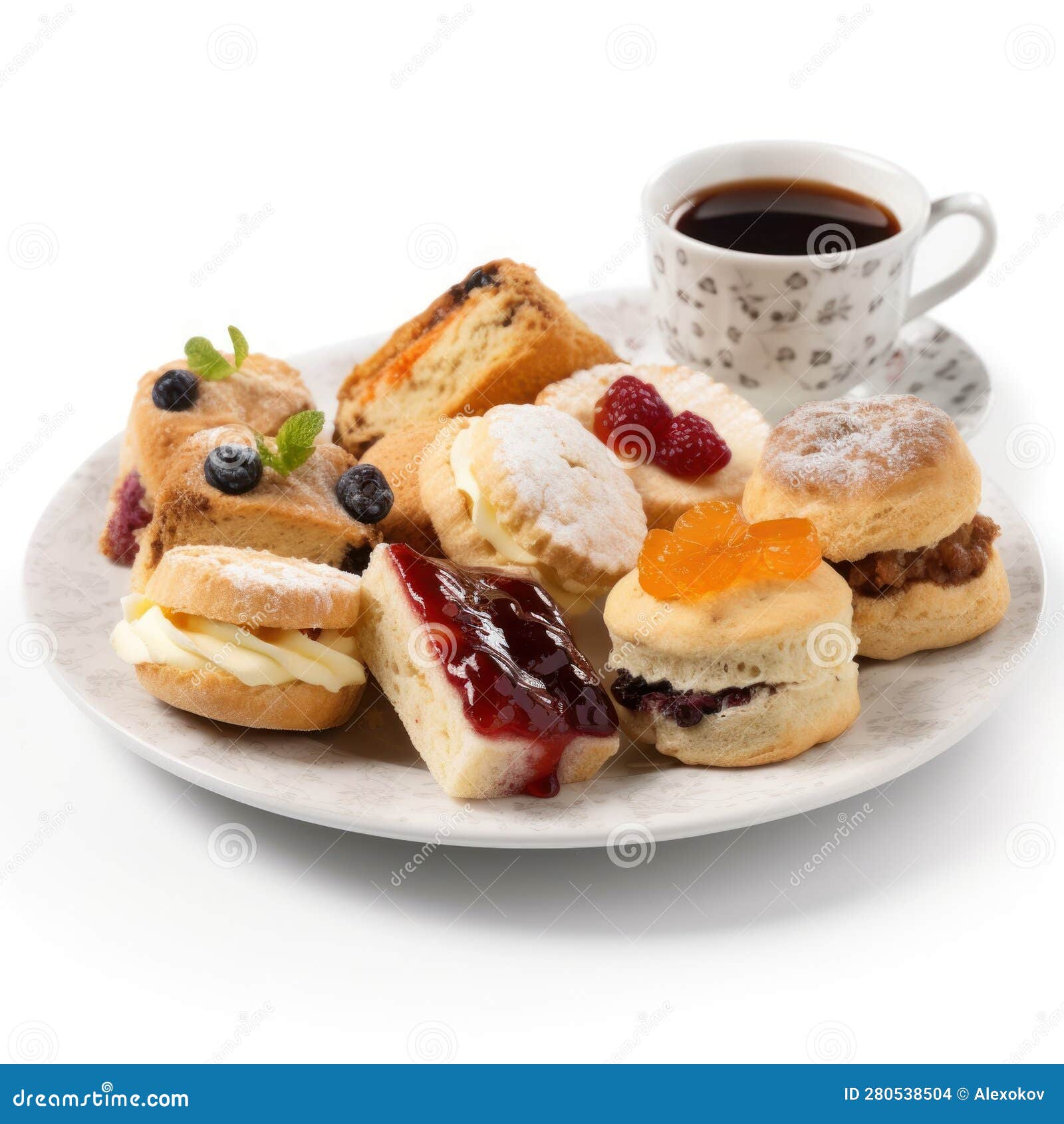 Delightful British Afternoon Tea with Scones and Sandwiches on a Plate ...