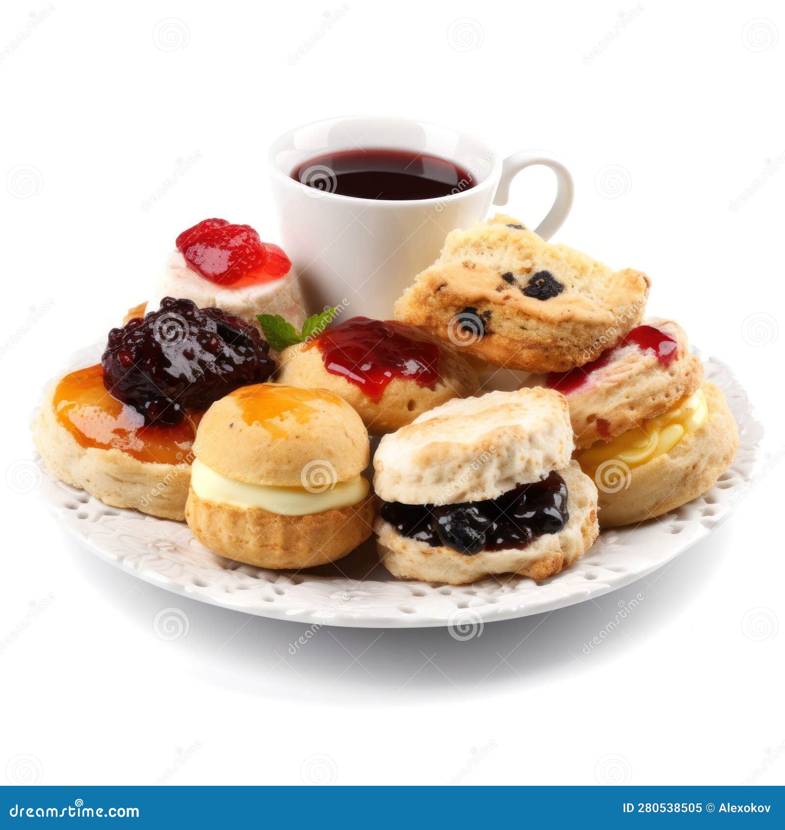 Delightful British Afternoon Tea with Scones and Sandwiches on a Plate ...