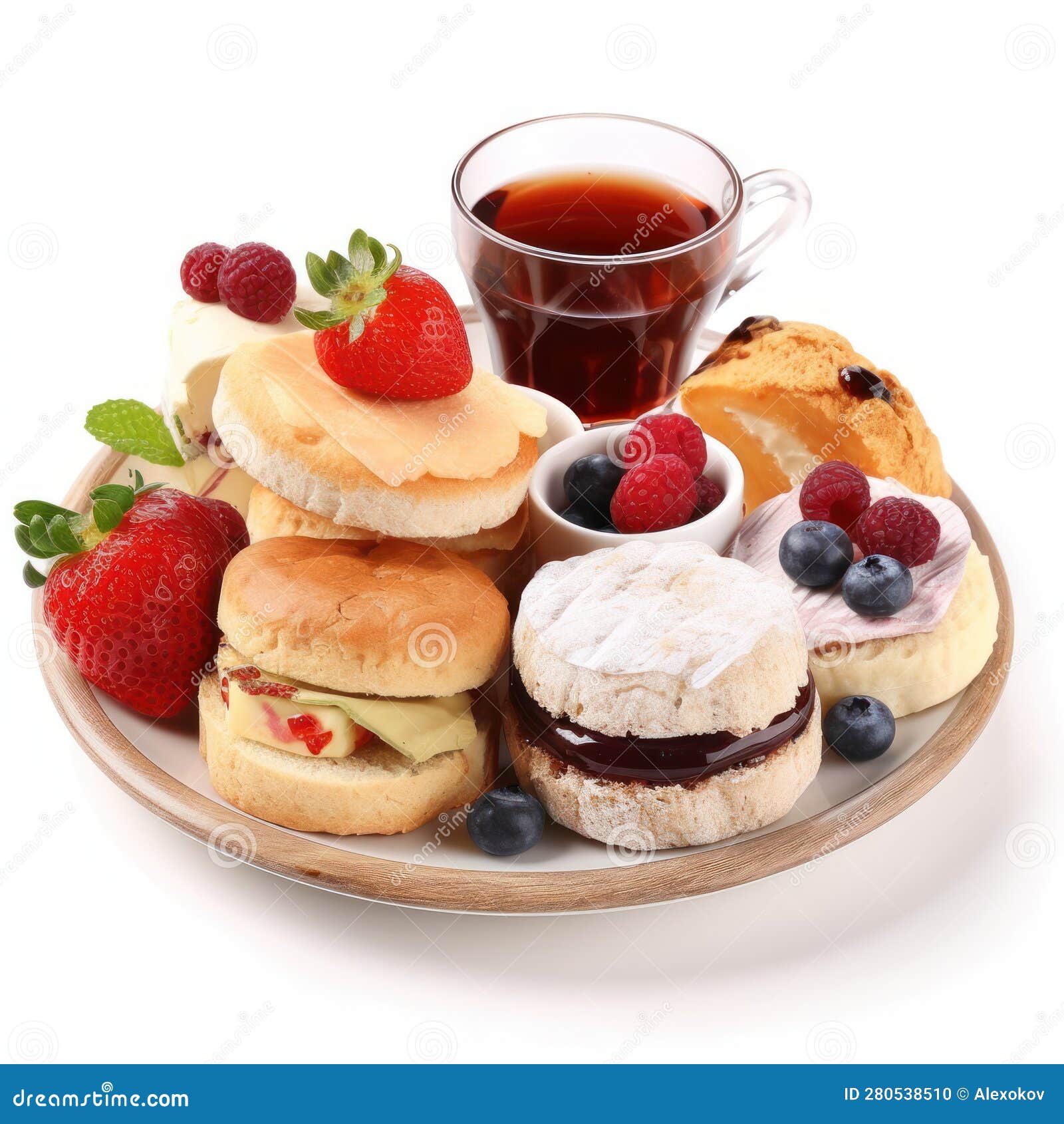 Delightful British Afternoon Tea with Scones and Sandwiches on a Plate ...