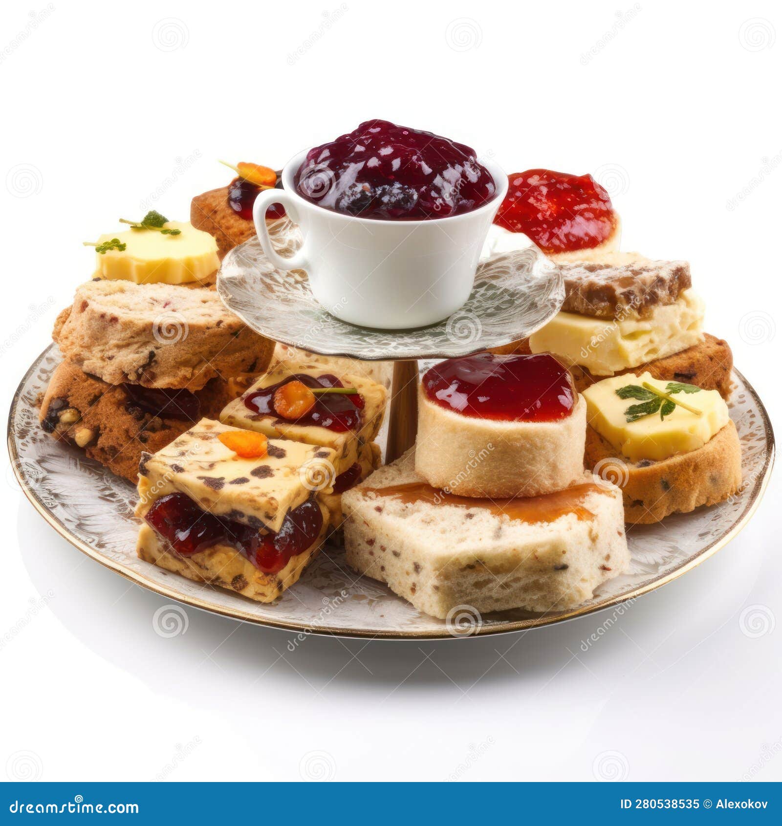 Delightful British Afternoon Tea with Scones and Sandwiches on a Plate ...
