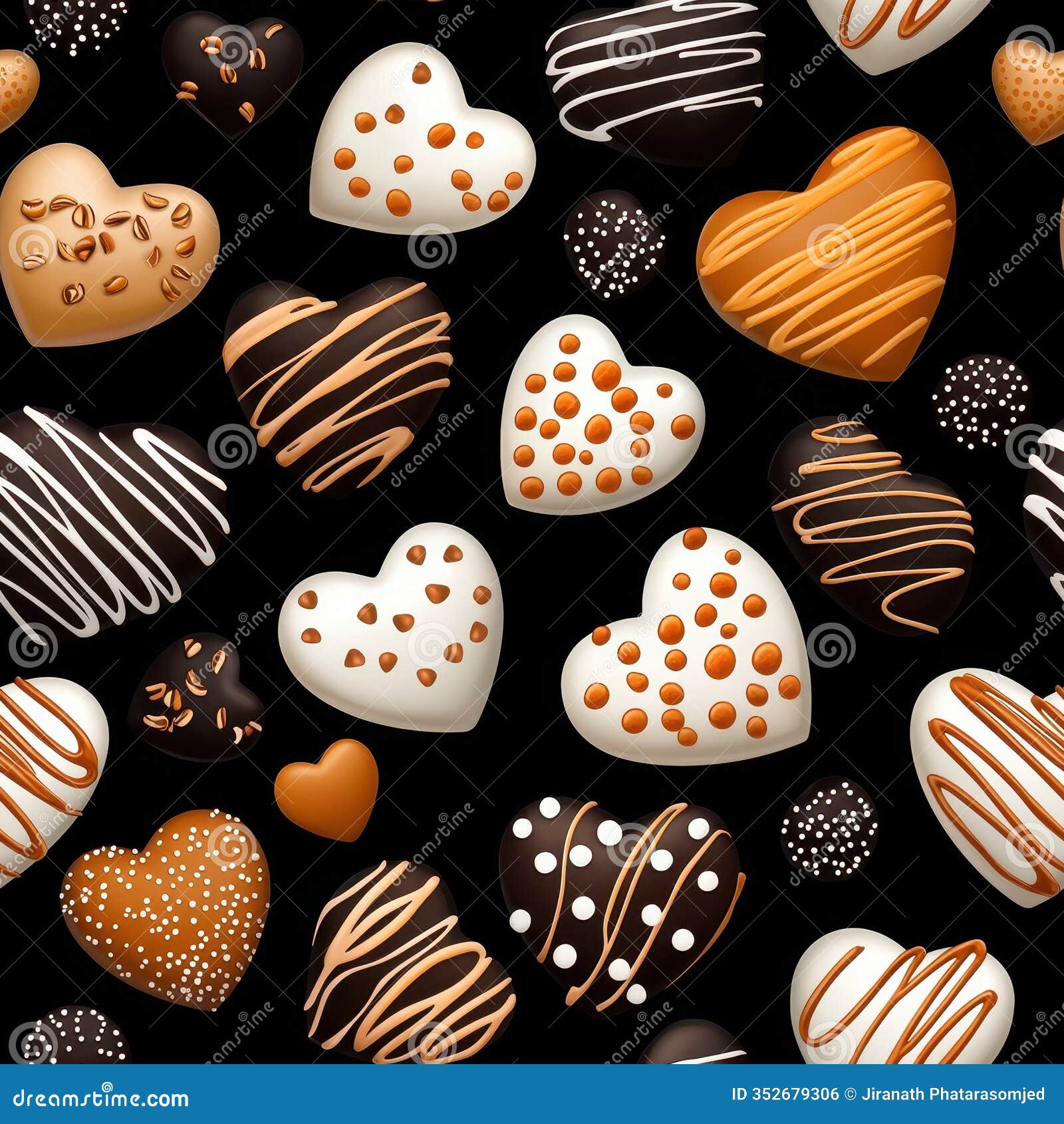 Delightful Chocolate Heart Patterns with Rich Textures and Toppings ...