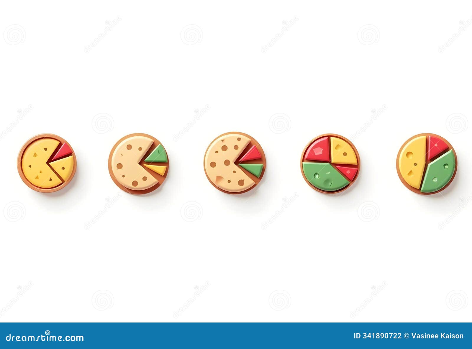 Delightful 3D Pie Chart Icons Featuring Various Cheese and Color ...