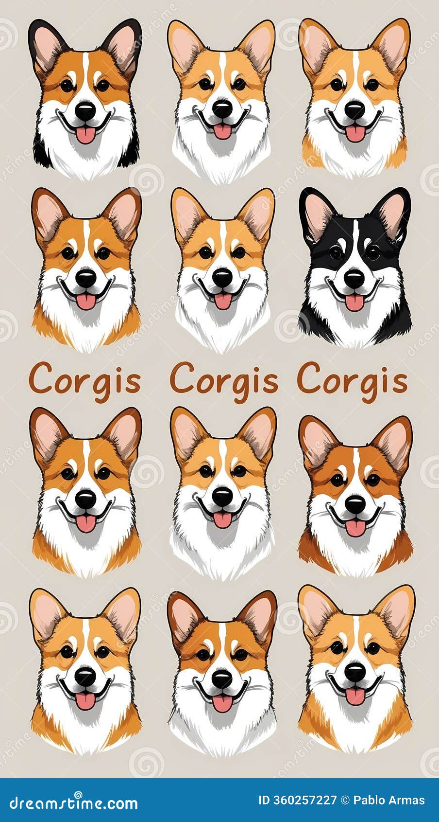 Adorable Corgi Faces: a Charming Collection of Hand-drawn Corgi ...