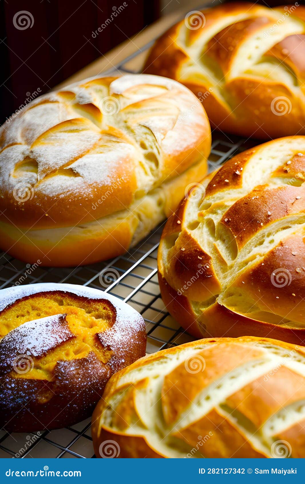 Different Types of Bread on a Rack Generated by Ai Stock Illustration ...