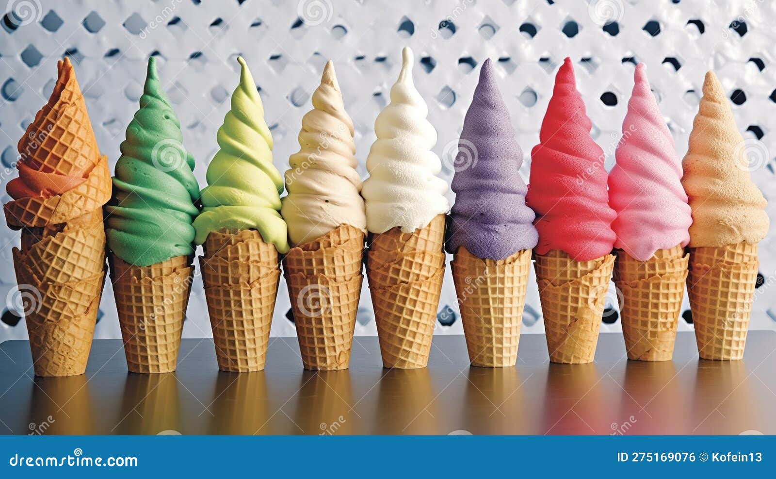 Colorful Array Variety of Handcrafted Ice Cream Cones on a Stand ...