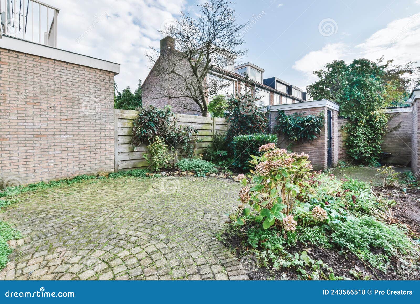 Delightful Landscape of the Courtyard with Greenery Stock Photo - Image ...