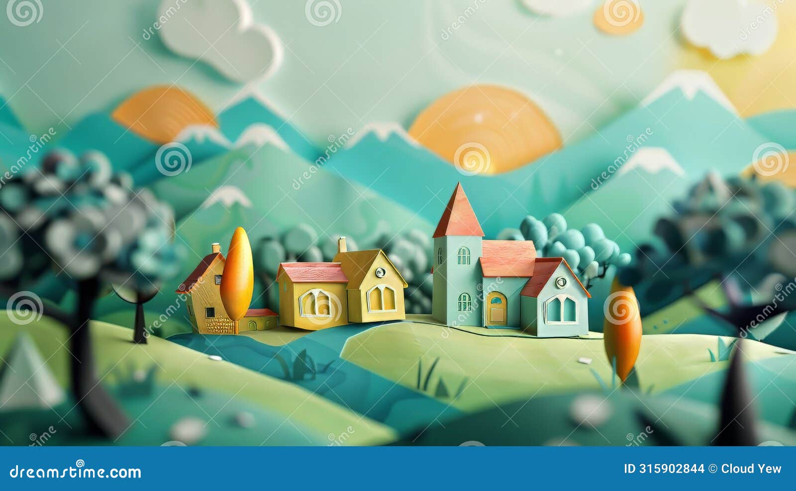 Delightful Paper Craft Illustrations on a Translucent Backdrop Stock ...