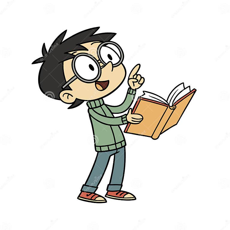 Delightful Studious Boy Character Stock Vector - Illustration of ...
