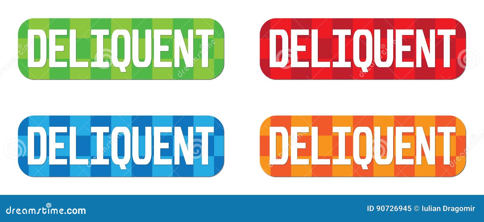 DELIQUENT Text, on Rectangle, Zig Zag Pattern Stamp Sign. Stock ...